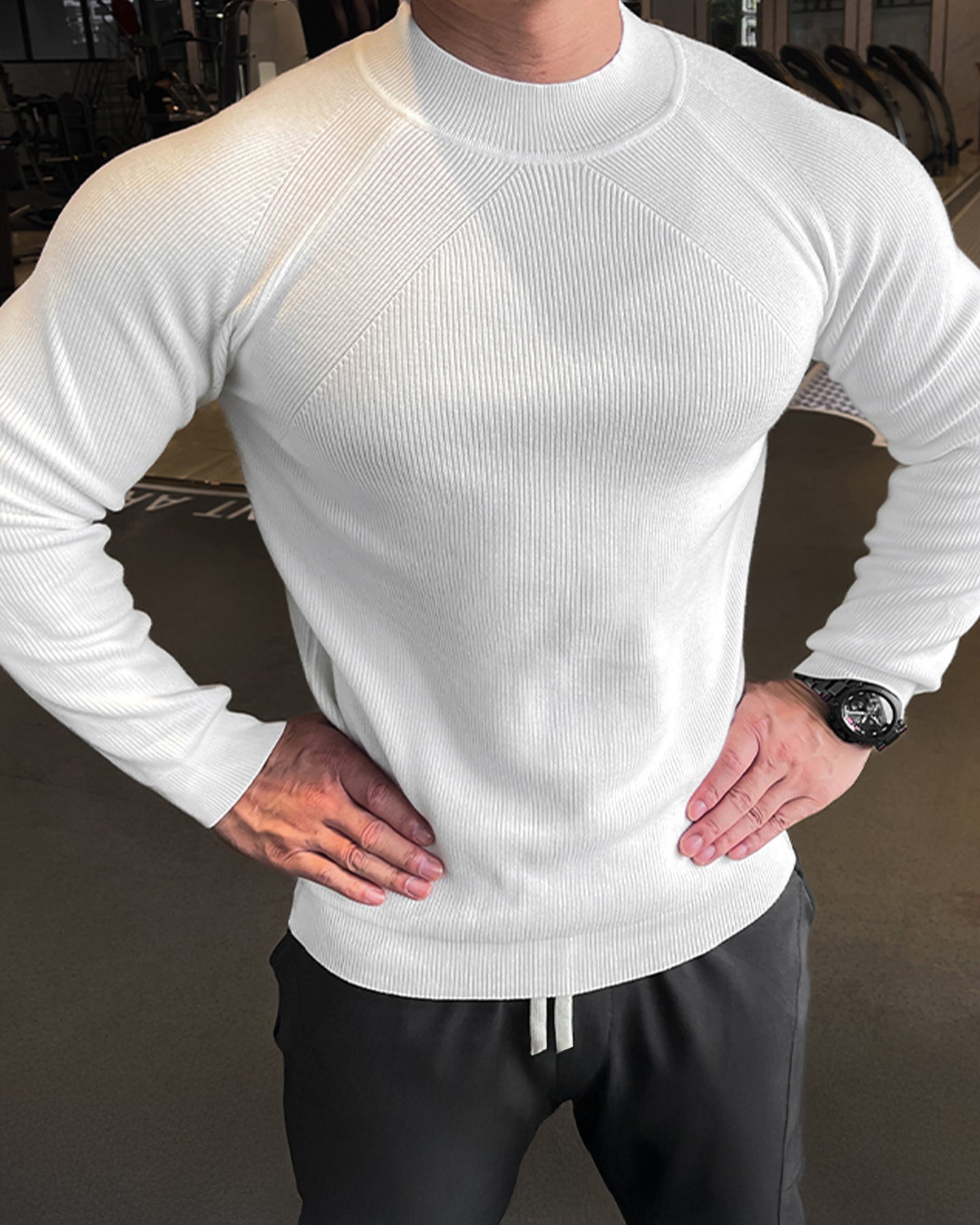 Apex Muscle Fit Ribbed Pullover Sweater Shirt | Ahaselected