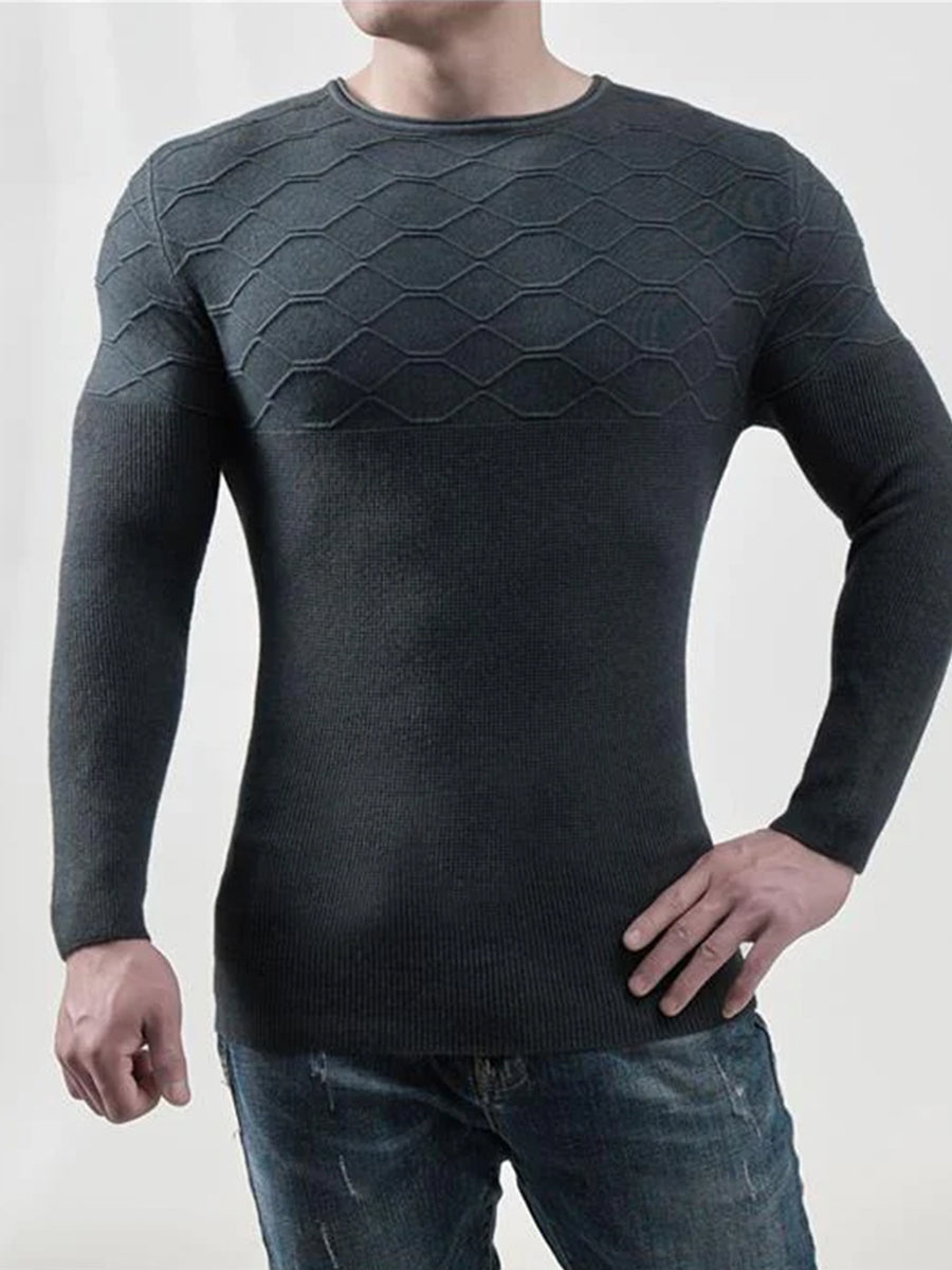 M's Muscle fit Sweater Grid Texture Pullover(Final Sale–No Return or ...