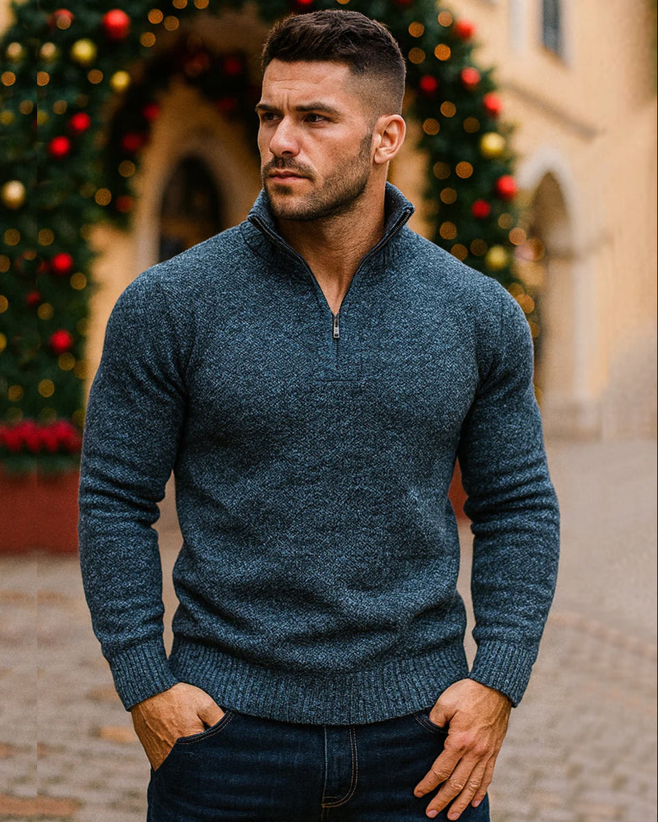 Half Zip Stand Collar Sweater | Ahaselected