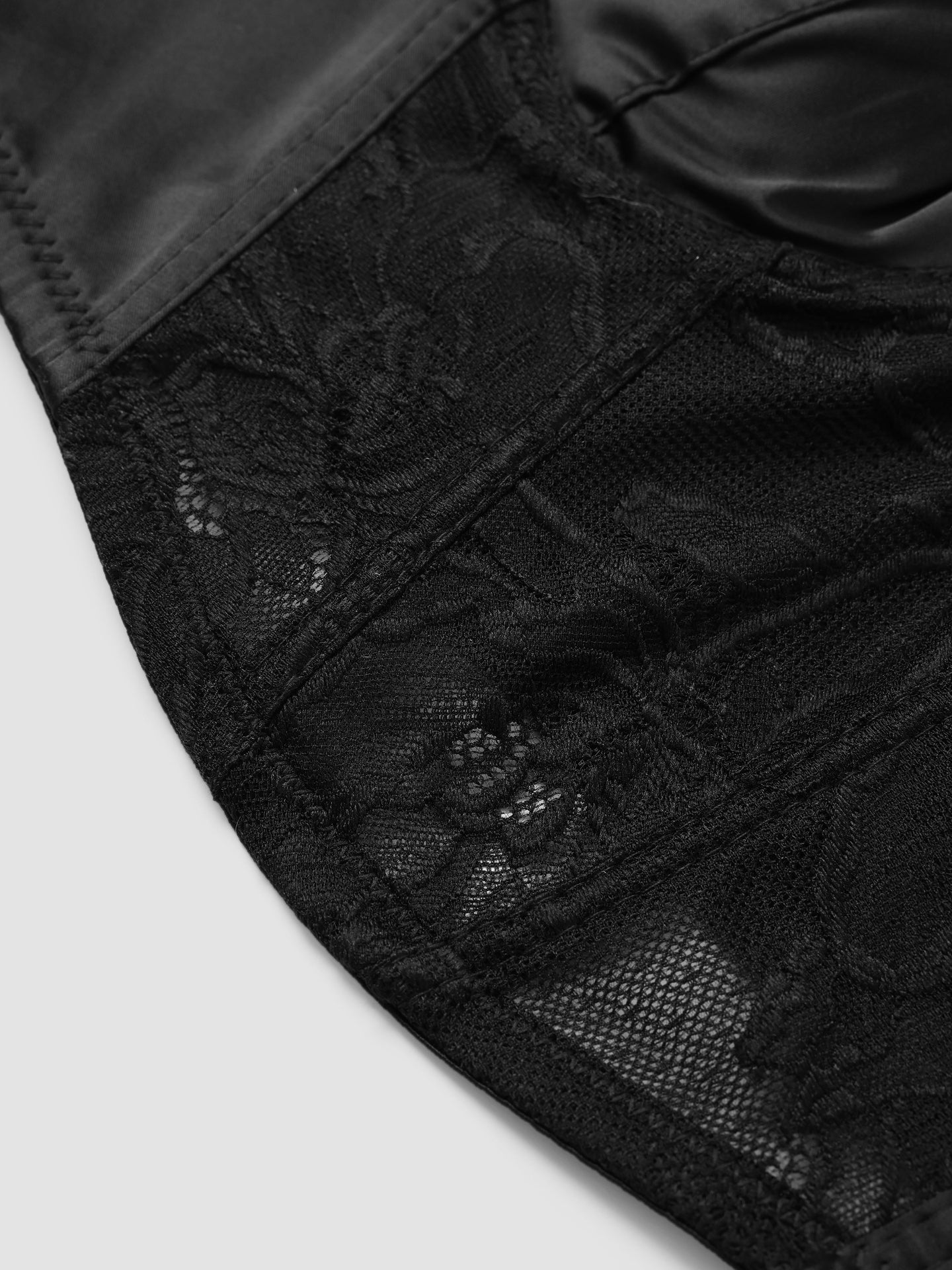Lace Splicing Satin Longline Bra | Ahaselected