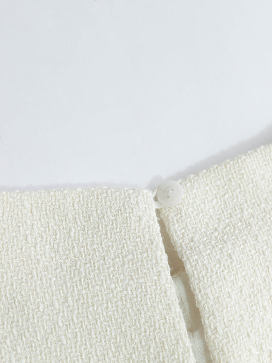 Simple Tweed A-Line Dress | Ahaselected
